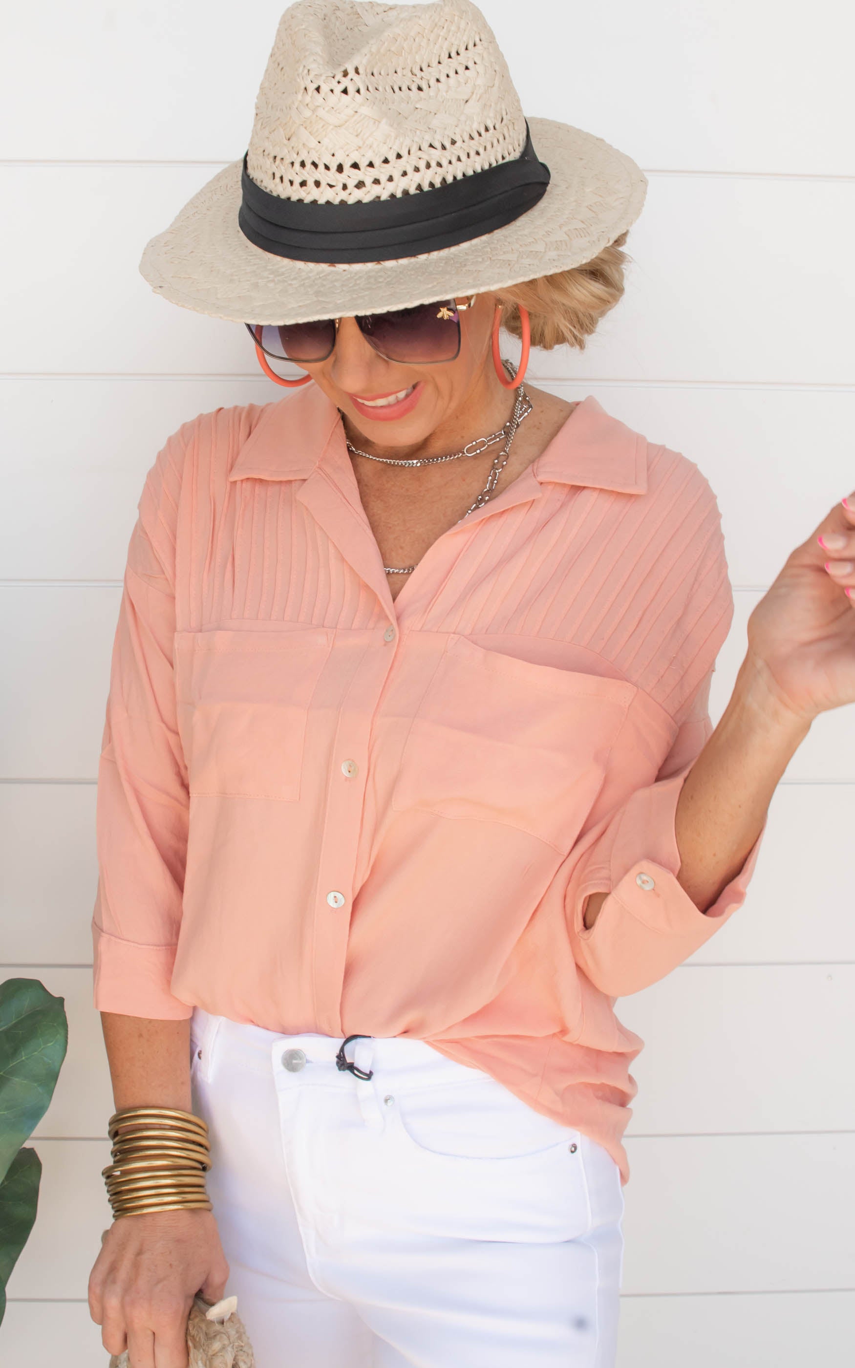 Peach Coral Top | Umgee | FINAL SALE | BAD HABIT BOUTIQUE