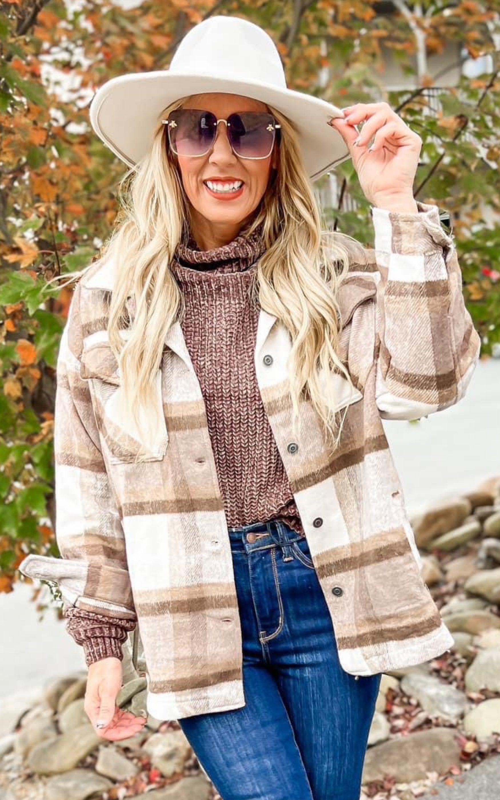 Brown Cream Plaid Shacket - Final Sale | BAD HABIT BOUTIQUE