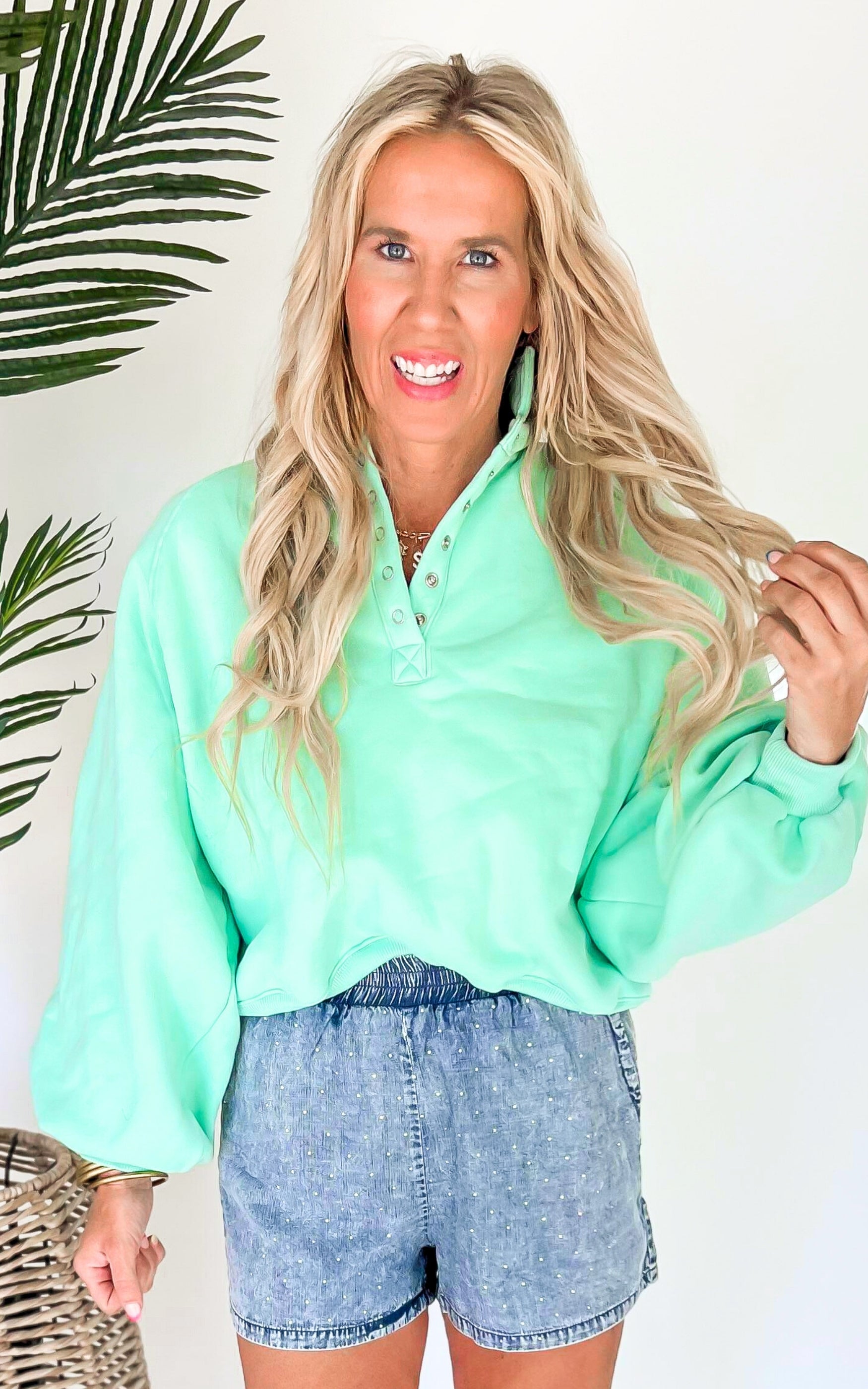 Piper Snap Button Collared Sweatshirt *New Colors* | BAD HABIT BOUTIQUE