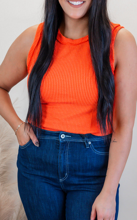 Orange Ribbed Tank Top - Final Sale – BAD HABIT BOUTIQUE
